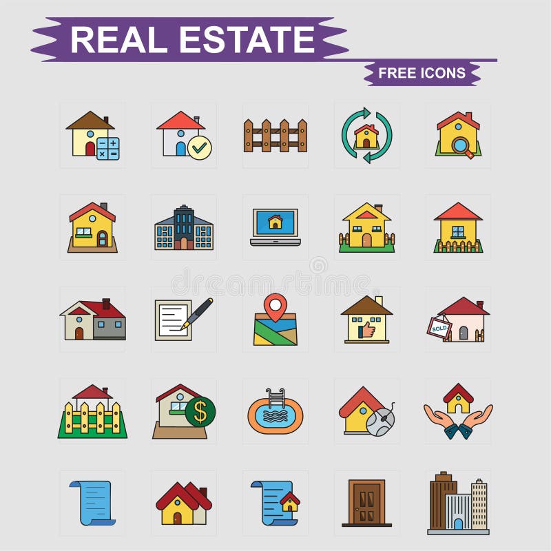 Real Estate Icons Set Vector Stock Vector - Illustration of real, icon ...