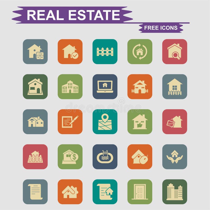 Real Estate Icons stock illustration. Illustration of apartment - 94653343