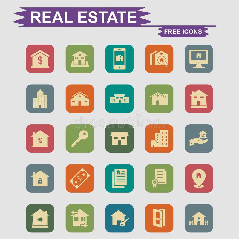 Web icons : Real Estate 1 stock illustration. Illustration of flat ...