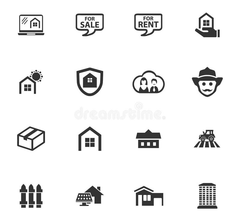 Real estate icons set stock illustration. Illustration of apartment ...