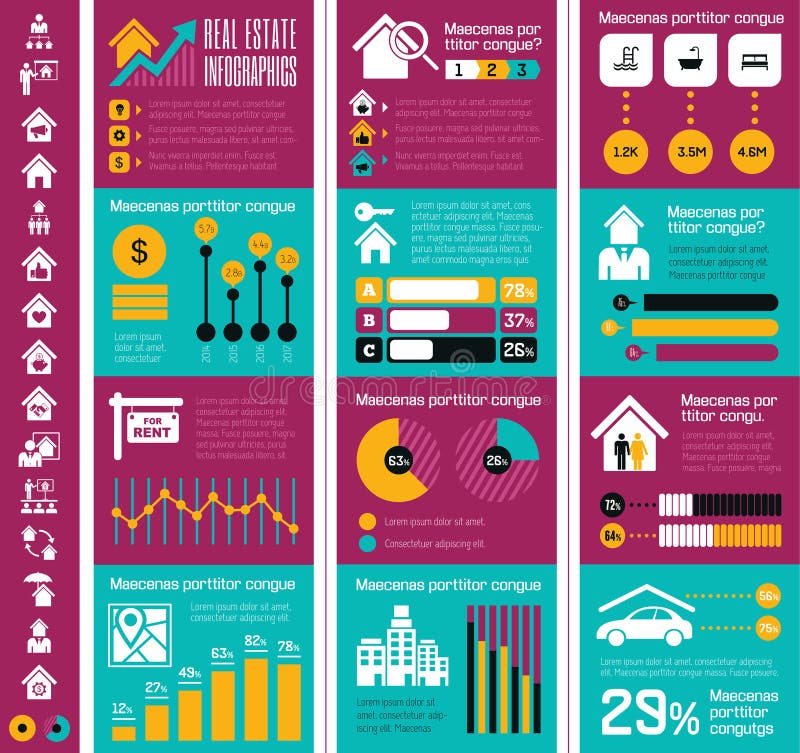 6 Types of Real Estate Business Infographics with Charts and Symbols ...