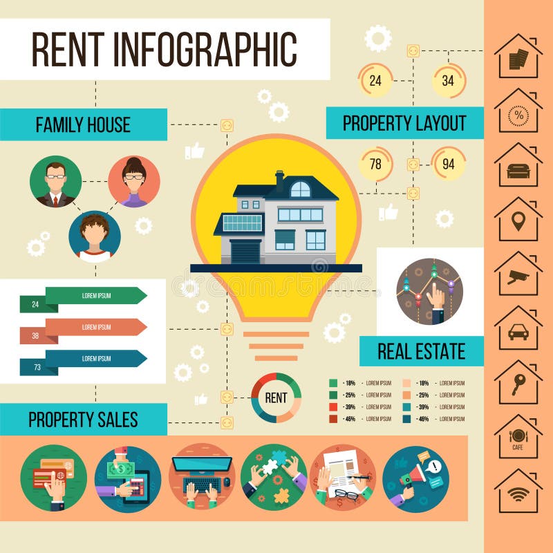 Real Estate Infographics stock vector. Illustration of rent - 116094121