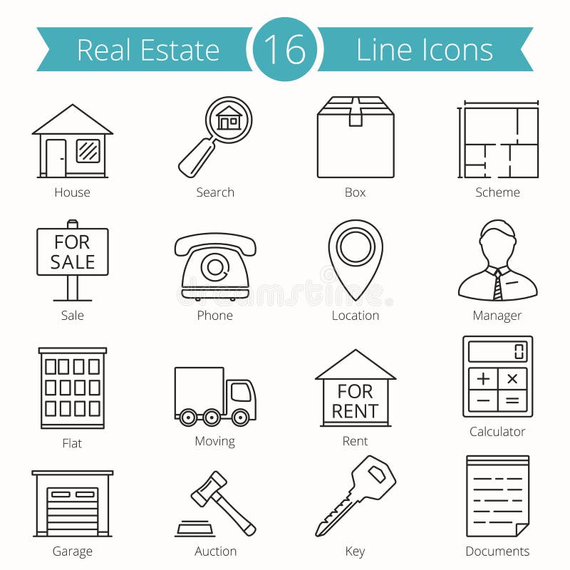 Real Estate Line Icons stock vector. Illustration of outline - 65335867