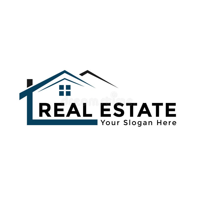 Simple House Real Estate Logo with Line Art Illustration. Stock ...
