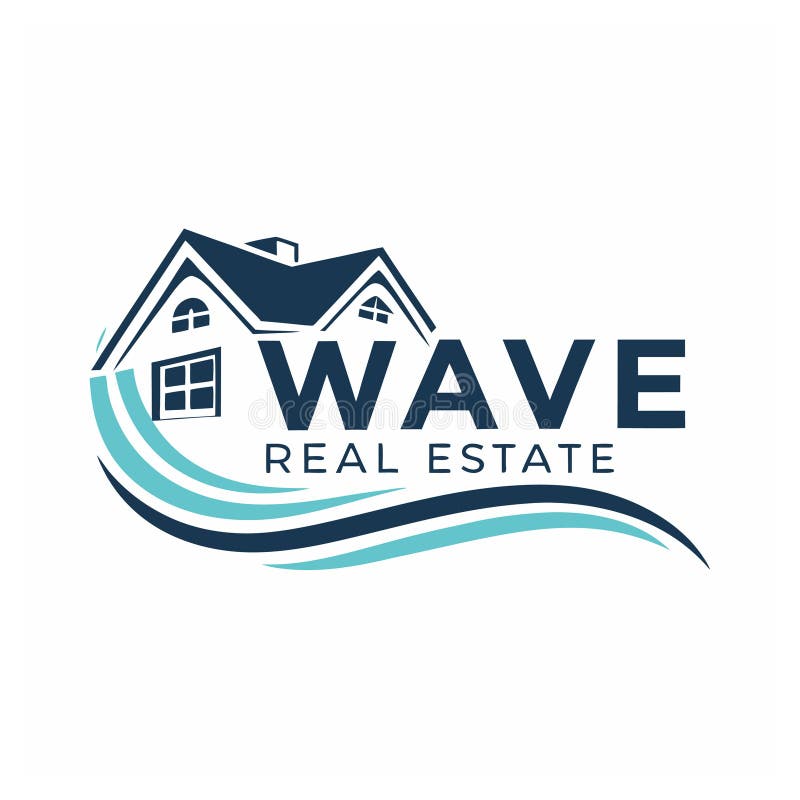 Real Estate Logo Design Featuring a Stylized Wave and Modern Typography in a Vector Illustration ...
