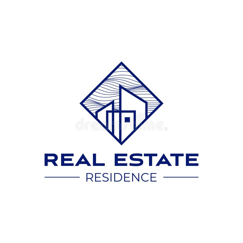 Real Estate Logo Design Template. Perspective View of Buildings Stock ...