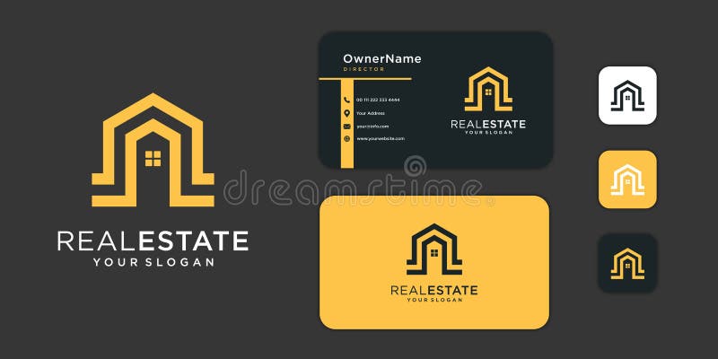 Real Estate Monogram Line Logo and Business Card Template Stock Vector ...