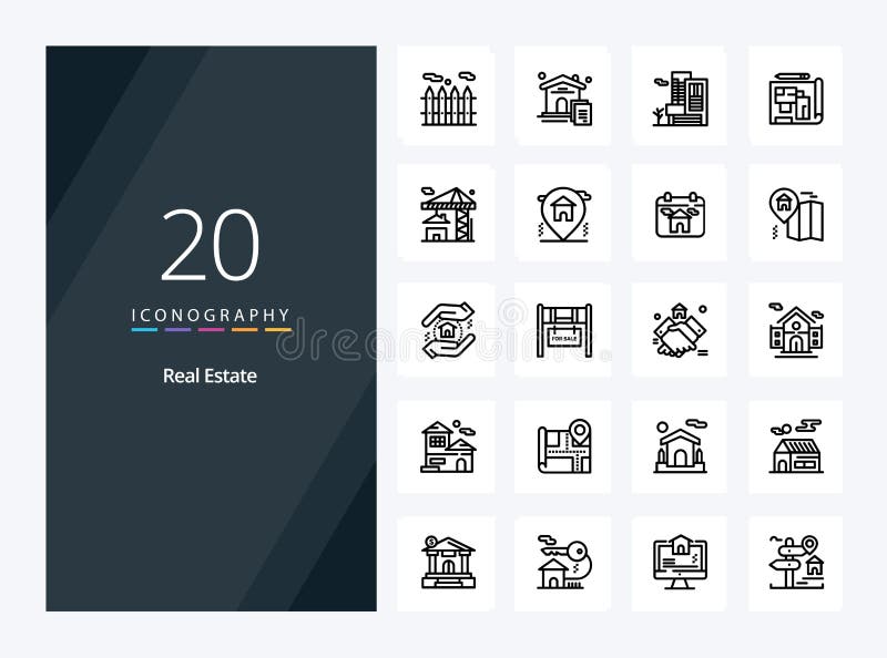 20 Real Estate Outline Icon for Presentation Stock Vector ...