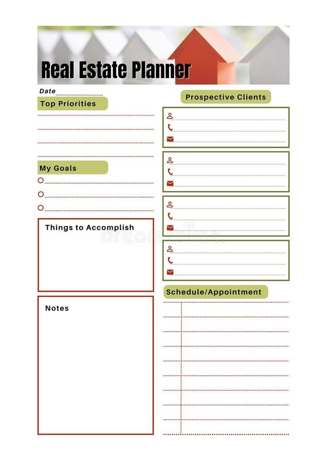 Real Estate Planner Digital Planning Insert Sheet Printable Page ...