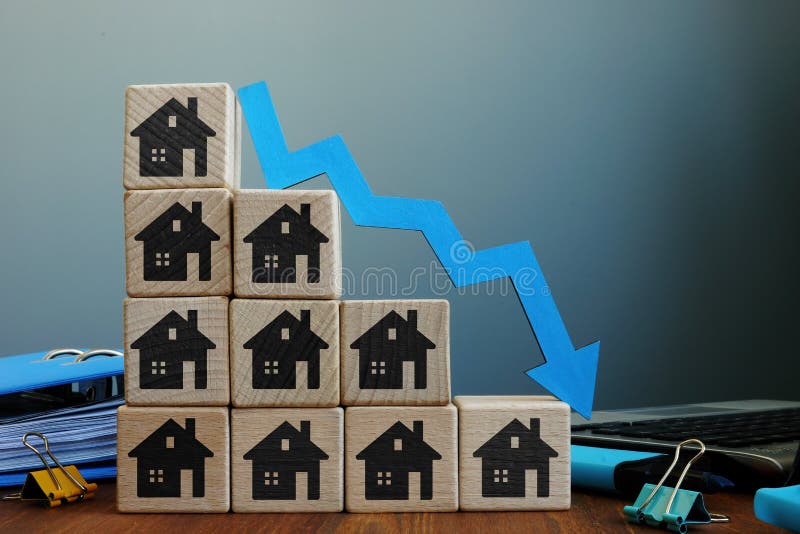 Real Estate Price Reduction. House Value Falling Stock Image - Image of ...