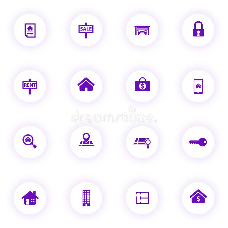 Real Estate Purple Color Vector Icons Stock Vector - Illustration of ...