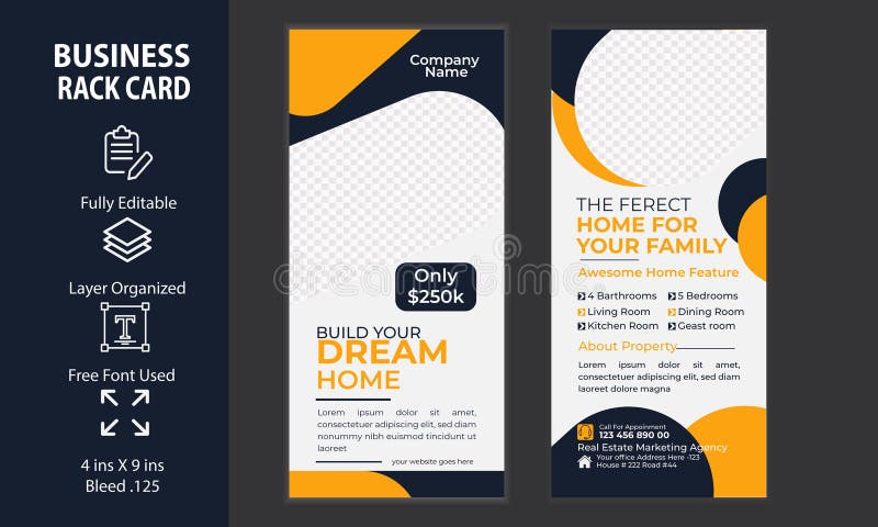 Real Estate Rack Card Dl Flyer Template Design Stock Photo - Image of ...