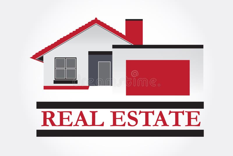 Real estate red house logo stock vector. Illustration of brand - 240101324