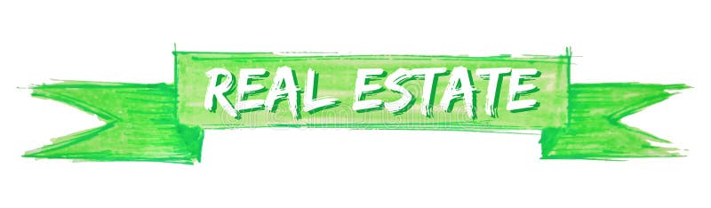 Real estate ribbon stock vector. Illustration of hand - 146027275