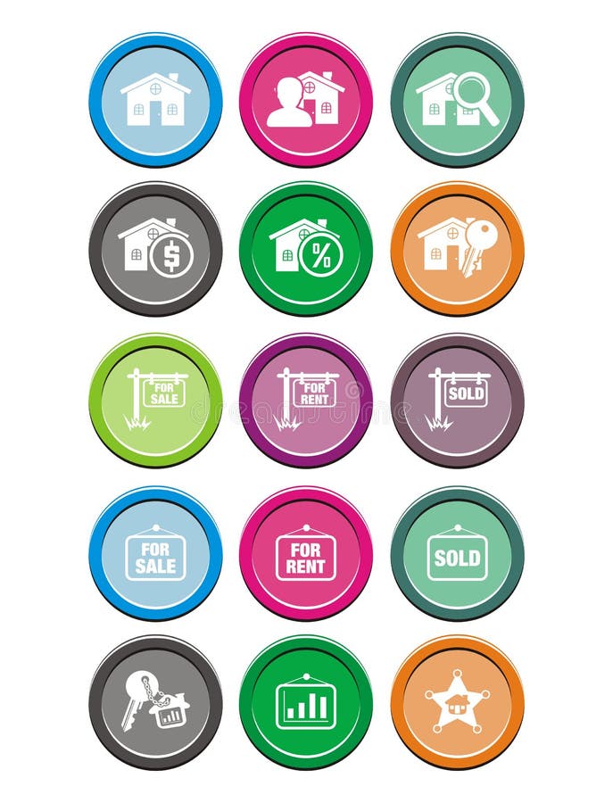 Estate Round Icon Sets Stock Illustrations – 3 Estate Round Icon Sets ...