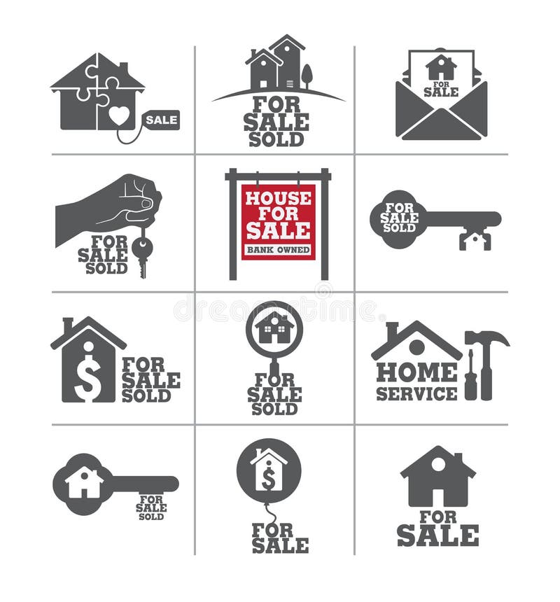 Real Estate for Sale Icon Set. Stock Vector - Illustration of ...