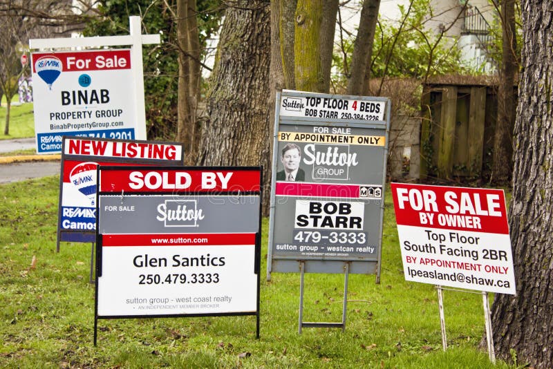 Real Estate For Sale Signs editorial image. Image of economic - 28487495