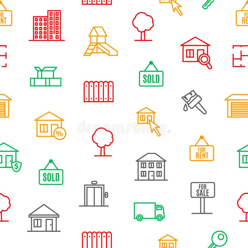 Real Estate Seamless Pattern Background. Vector Stock Vector ...