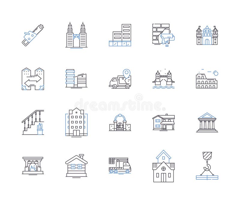 Real Estate Technology Outline Icons Collection. Realty, Technological ...