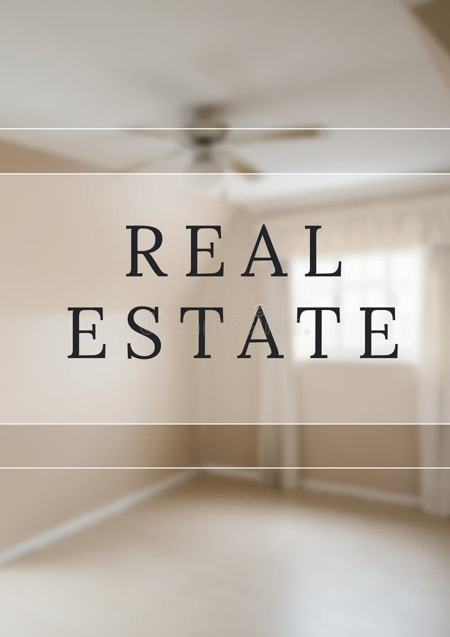 Real Estate Text Banner Over Modern Interior of House Stock Image ...