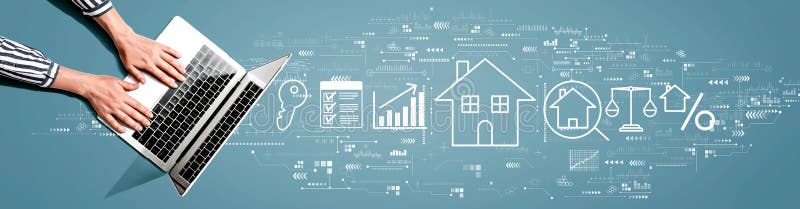 Real Estate Theme with Person Using Laptop Editorial Stock Photo ...