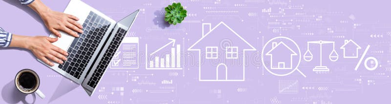 Real Estate Theme with Person Using a Laptop Editorial Image - Image of ...