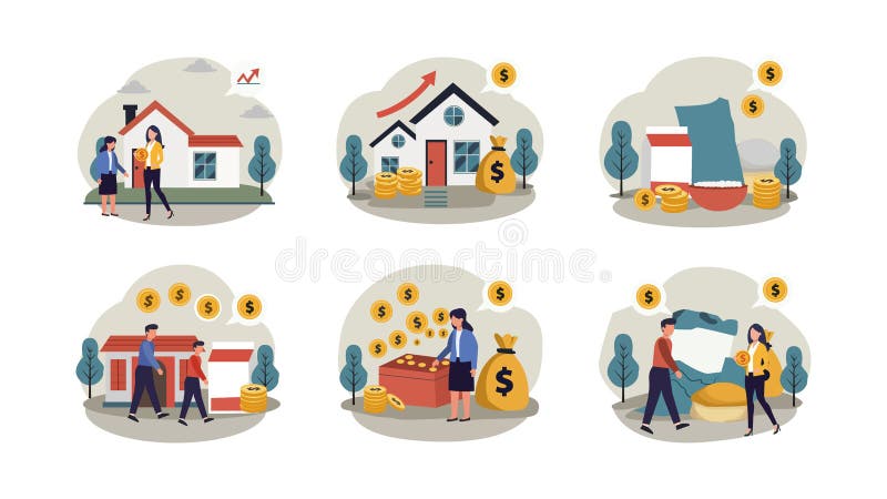 Real Estate Value Growth Vector Illustration Set Stock Vector ...