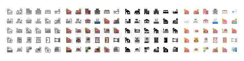 Real Estate Vector Icons, Home, Building, Apartment Stock Vector ...