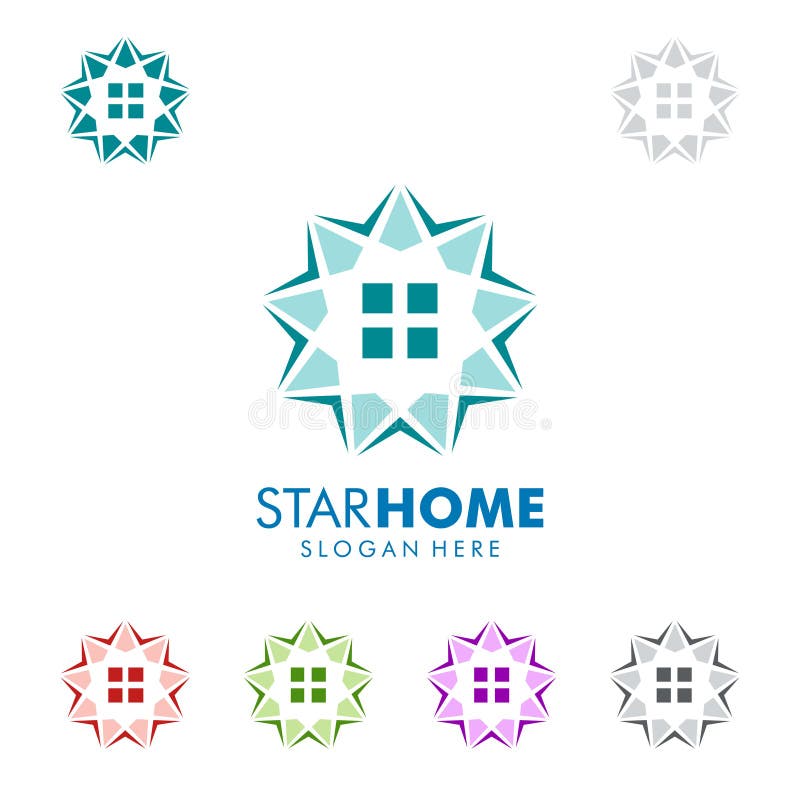 Real Estate Vector Logo Design with Star and Home Shape Stock Vector ...