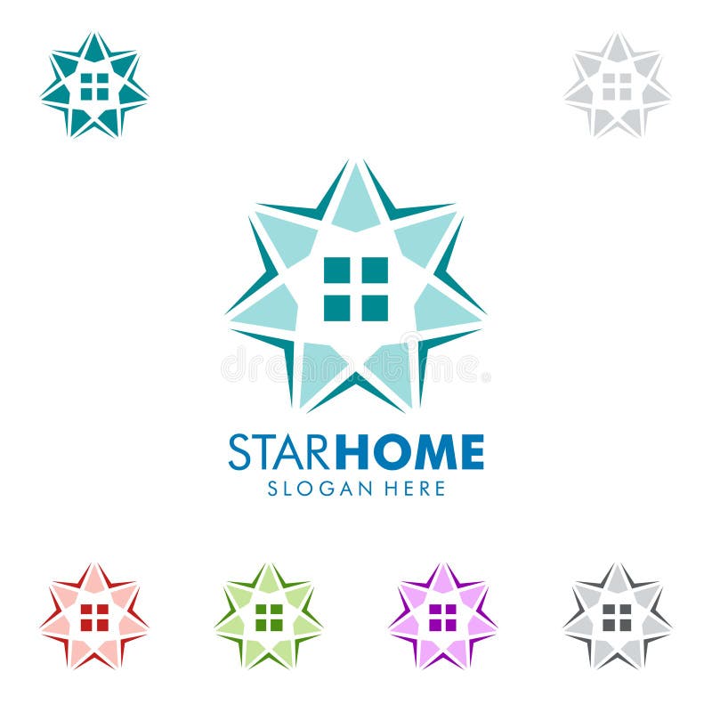 Real Estate Vector Logo Design with Star and Home Shape Stock Vector ...
