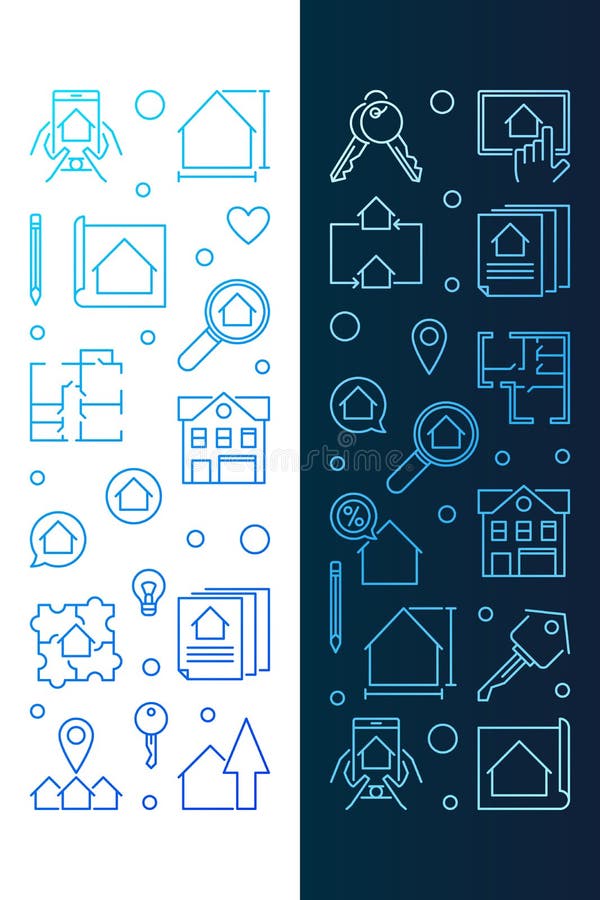 Real Estate Vector Vertical Banners Set in Thin Line Style Stock Vector ... Real Estate Vector Vertical Banners Set in Thin Line Style Stock Vector ...