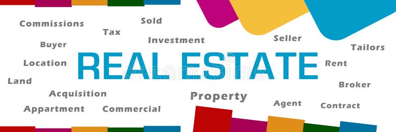 Real Estate Word Cloud Abstract Colorful Background Stock Illustration ...