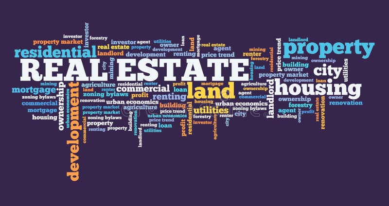 Real estate word cloud stock illustration. Illustration of city - 196216325