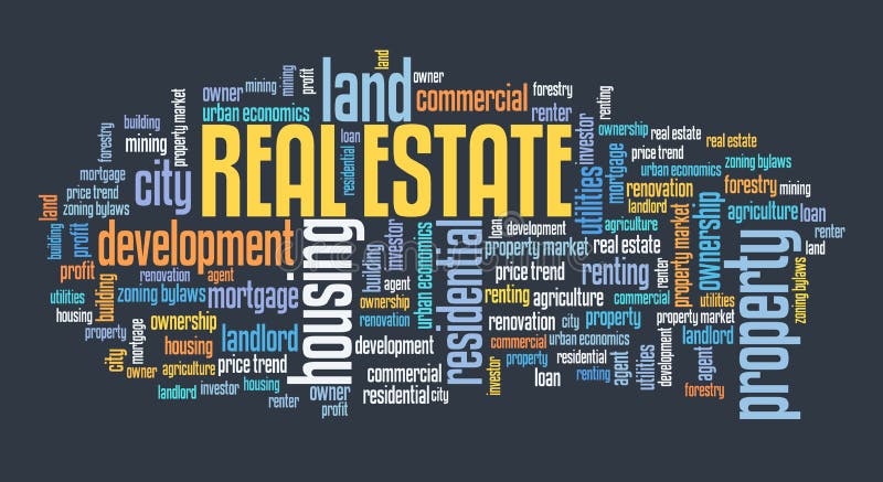 Real estate word cloud stock illustration. Illustration of city - 196216325