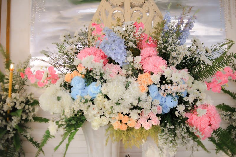Real and Fake Flowers Used for Wedding Decorations Stock Image - Image ...