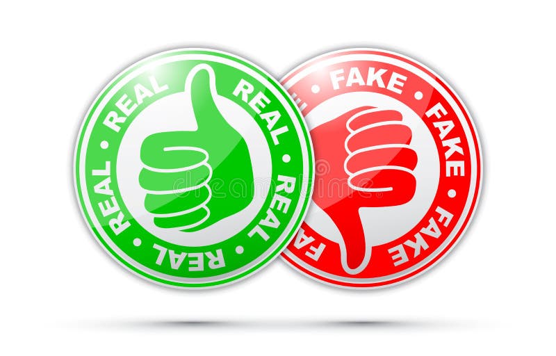 Real and Fake Thumbs Up and Down Icon Stock Vector - Illustration of ...