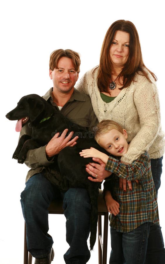 Real family with dog stock photo. Image of color, child - 28032276