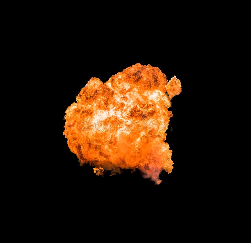 Real Fire Ball Isolated on Black Background Stock Photo - Image of bomb ...