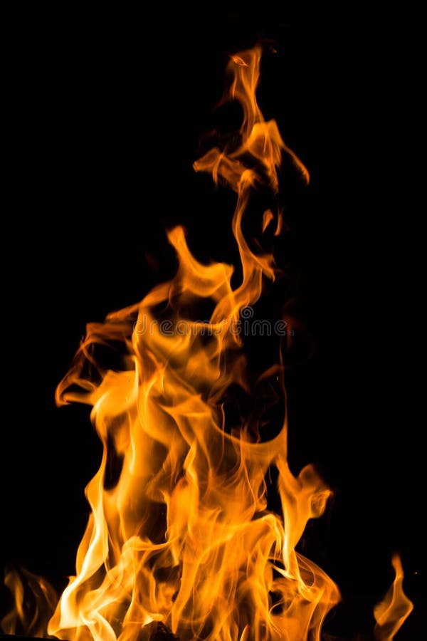 Real Fire Flames Isolated on Black Stock Image - Image of detail, blaze ...