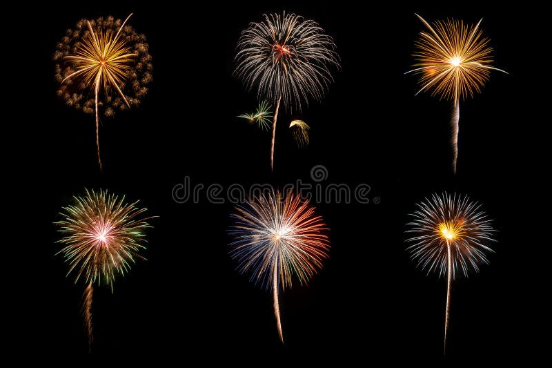 Real Fireworks Display Celebration Colorful New Year Firework Stock ...