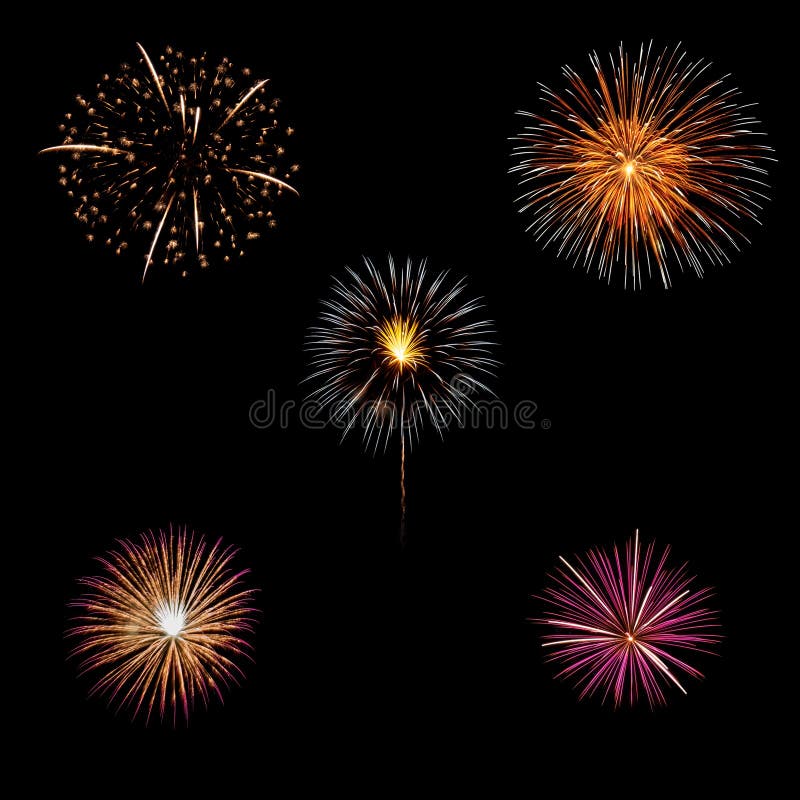 Real Fireworks Display Celebration, New Year Firework Collection Stock ...