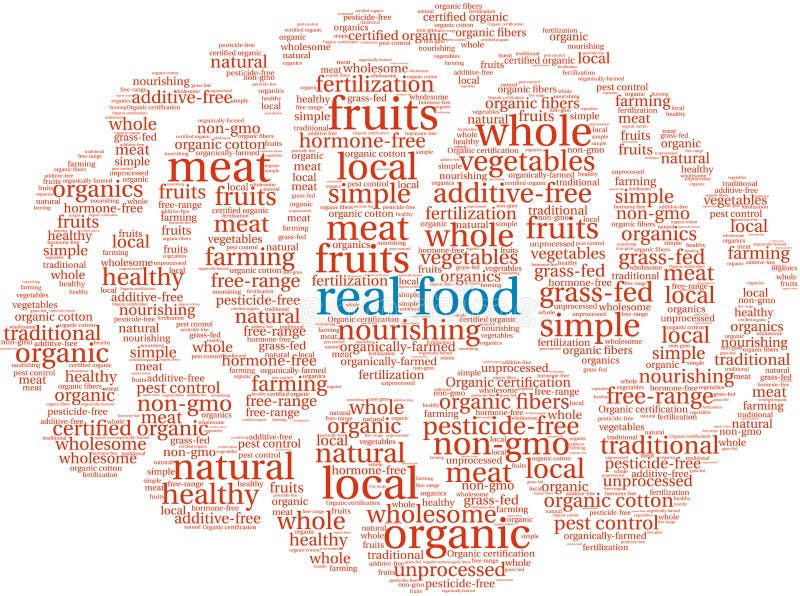 Real Food Word Cloud stock vector. Illustration of fertilization ...
