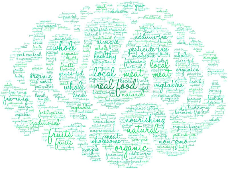 Real Food Word Cloud stock vector. Illustration of organics - 146648459