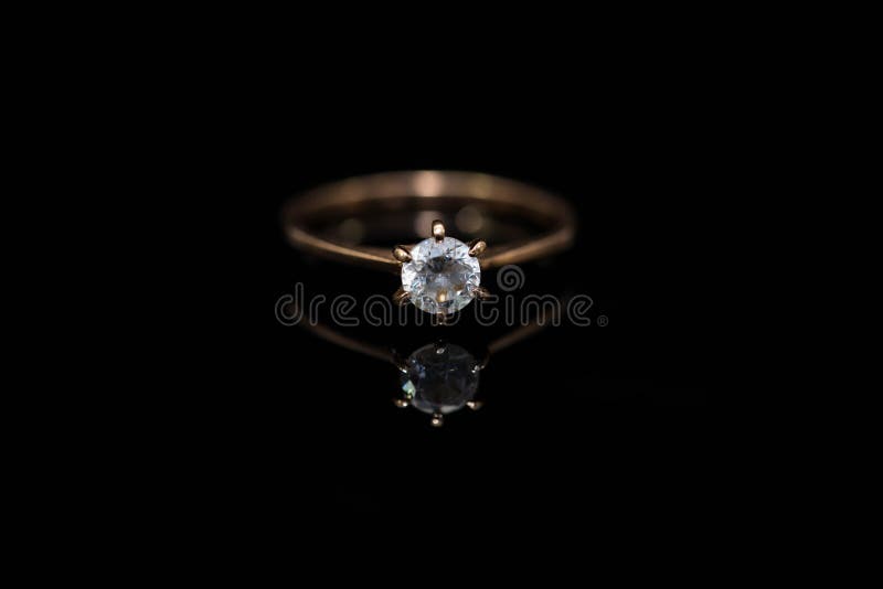 Real Gold Ring with Diamond Close Up Macro Shot Stock Image - Image of ...