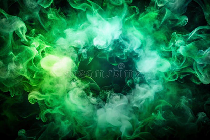 Real Green Smoke Exploding Outwards with Empty Center. Dramatic Smoke ...