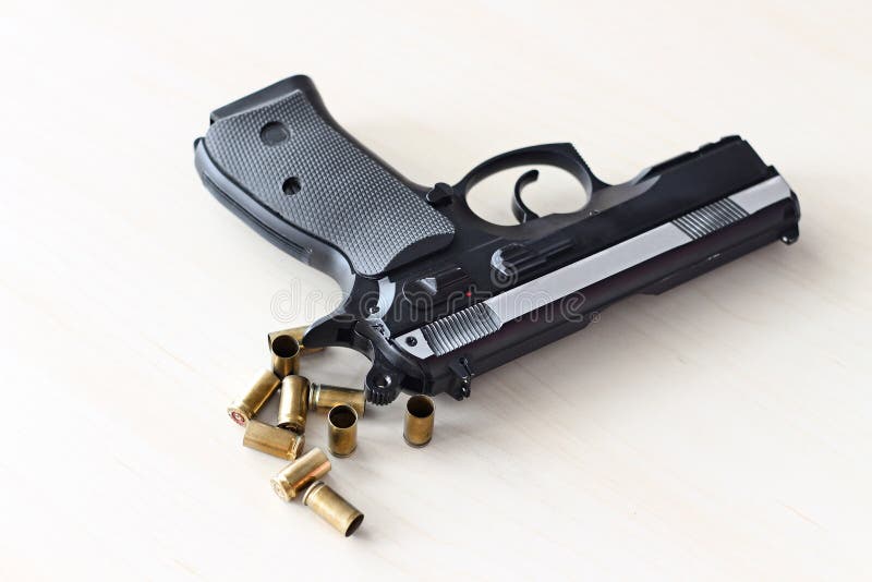 Real Hand Gun Pistole 9mm Isolated Stock Photo - Image of illegal ...