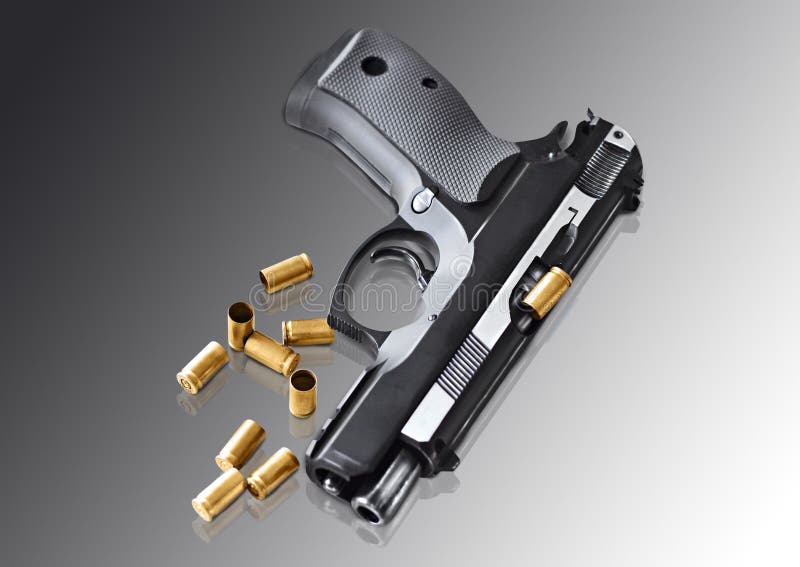Real hand gun pistole 9mm stock photo. Image of background - 86384138