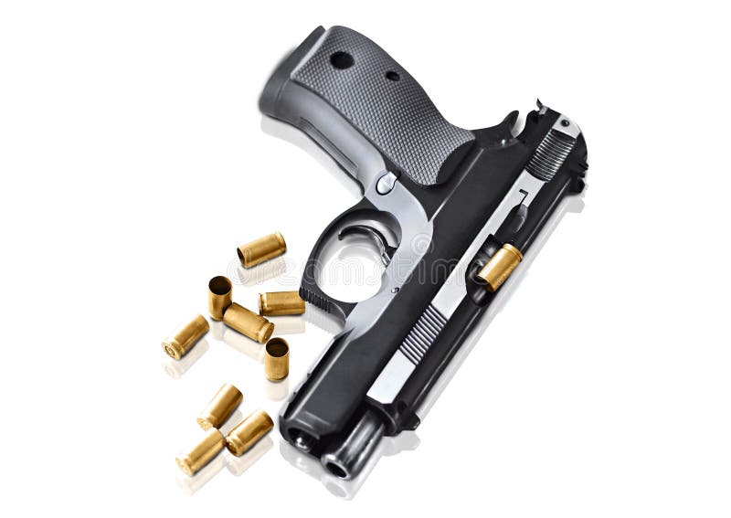 Real Hand Gun Pistole 9mm Isolated Stock Photo - Image of kill, hand ...
