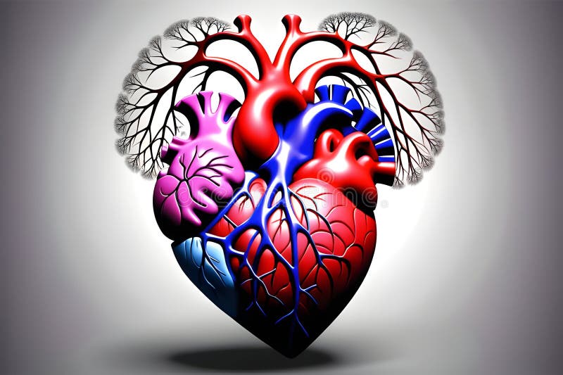 Real Heart and Red Heart Art Concept 3D Stock Illustration ...