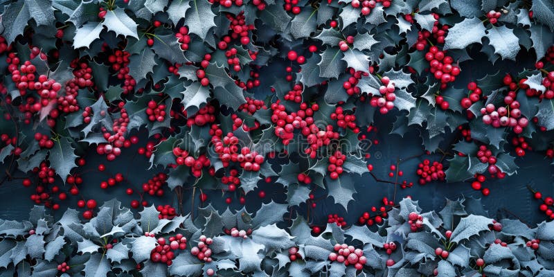 Real Holly Wall for Background in a Christmas Style Stock Illustration ...
